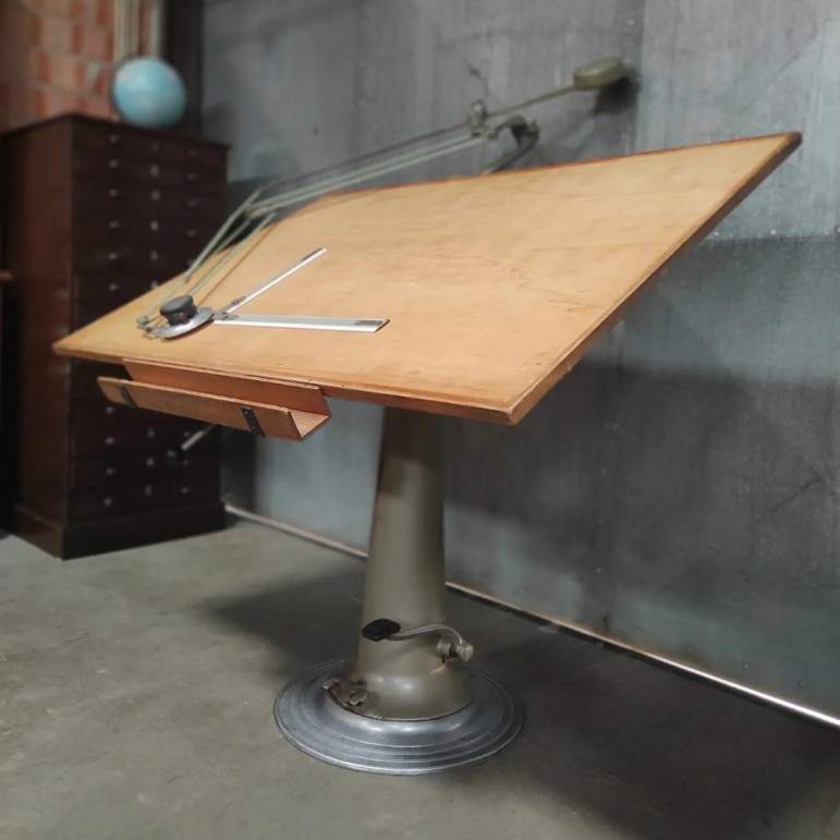1950s Nike Eskilstuna Sweden Tekentafel Drafting Table Hydraulic System